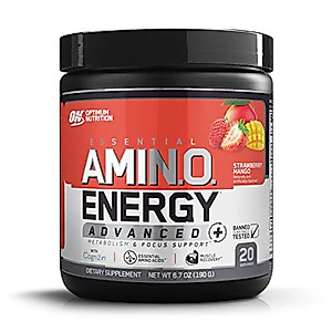 Optimum Nutrition Essential Amino Energy Advanced Plus Metabolism and Focus Support, Strawberry Mango, 20 Servings, 6.7 Ounce (Pack of 1)