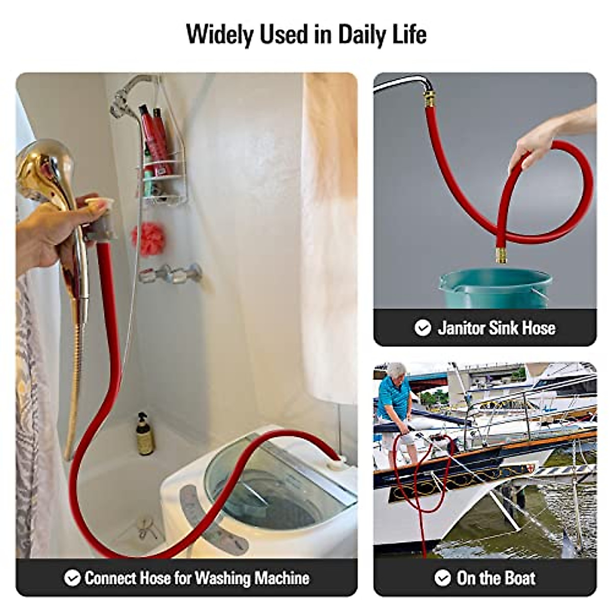 Solution4Patio Homes Garden 3/4 in. x 4 ft. Short Garden Hose Red Lead-in Hose Male/Female, No Leaking, Solid Brass Fitting for Water Softener,Dehumidifier,Vehicle Water Filter 12 Year Warranty