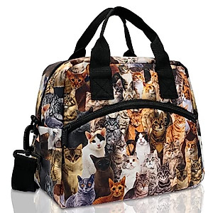 Cats Lunch Bag Insulated Lunch Box Bags for Women Adult Reusable Leakproof Cooler Large Lunch Tote Bag with Adjustable Shoulder Strap for Office Work Travel Picnic