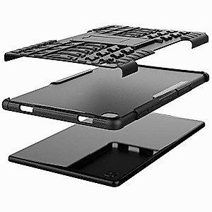 DWaybox for Samsung Galaxy Tab A7 10.4 Case 2020 2022 Released T500 T505 SM-T509 Armor Heavy Duty TPU Soft + PC Hard Rugged Case 2in1 Combo Dual Layer Shock-Absorbing Cover with Stand -Black