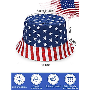 16 Pcs American Flag Bucket Hat Packable 4th of July Fisherman Hats USA Bucket Hat Patriotic Summer Travel Beach Sun Hat for Women Men