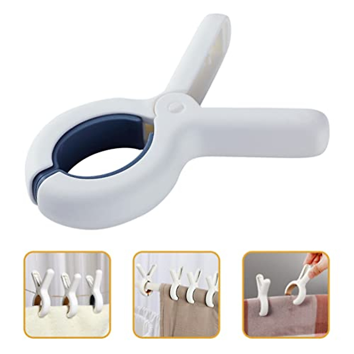 VICASKY Outdoor Towel Rack 12pcs Beach Towel Clips Quilt Drying Clothespins Windproof Clothes Clamps Plastic Laundry Clips Pipe Fixing Clamps for Clothes Quilt Pool Chairs Blue Chip Clip