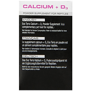 Exo Terra Calcium + D3 Powder: Ultra-fine, Phosphorus Free Formula Boosts Bone Health & Calcium Absorption Ideal for Insects, Fruits & Veggies 1.4 oz.