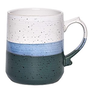 Bosmarlin Large Stoneware Coffee Mug, Big Tea Cup for Office and Home, 21 Oz, Dishwasher and Microwave Safe, 1 PCS (Dark Green)