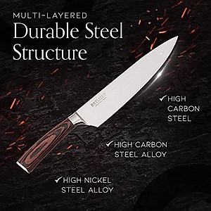 3-Piece Knives Set for Kitchen, Stainless Laser-Etched Damascus Knife Set With Professional Chef Knife, Santoku Knife, & Paring Knife, Kitchen Knifes In Luxury Wooden Box, Gifts for Chefs - Breliser