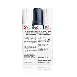 Glass Pen Window Marker: Jumbo Liquid Chalk Markers for Glass Washable, Car Marker & Mirror Paint Pen - Graduation Car Windows, Storefront Windows & Party, Holiday (3 Pens - Black & White - Wide Tip)