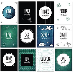 JumpOff Jo - Baby Bundle: Baby Crib Mattress Sheet & 24 Milestone Cards - Photoshoot Props, Soft Cotton Crib Sheets, Breathable, Fits Standard Crib, 28"x52", Liohearted