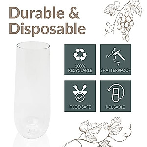 Reli. |25 Pack| Plastic Champagne Flutes 9 Oz, Clear | Stemless Plastic Mimosa Glasses/Flutes | Disposable, BPA-Free, Shatterproof Cups |Perfect for Mimosa/Champagne, Cocktails, Wedding/Party Toasting