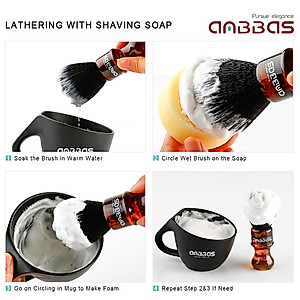 Synthetic Badger Shaving Brush with Resin Handle Nylon Bristles Hair Anbbas Lathering Foam Brush for Men Travel Professional Wet Shaving(Amber,Knot: 24 mm)