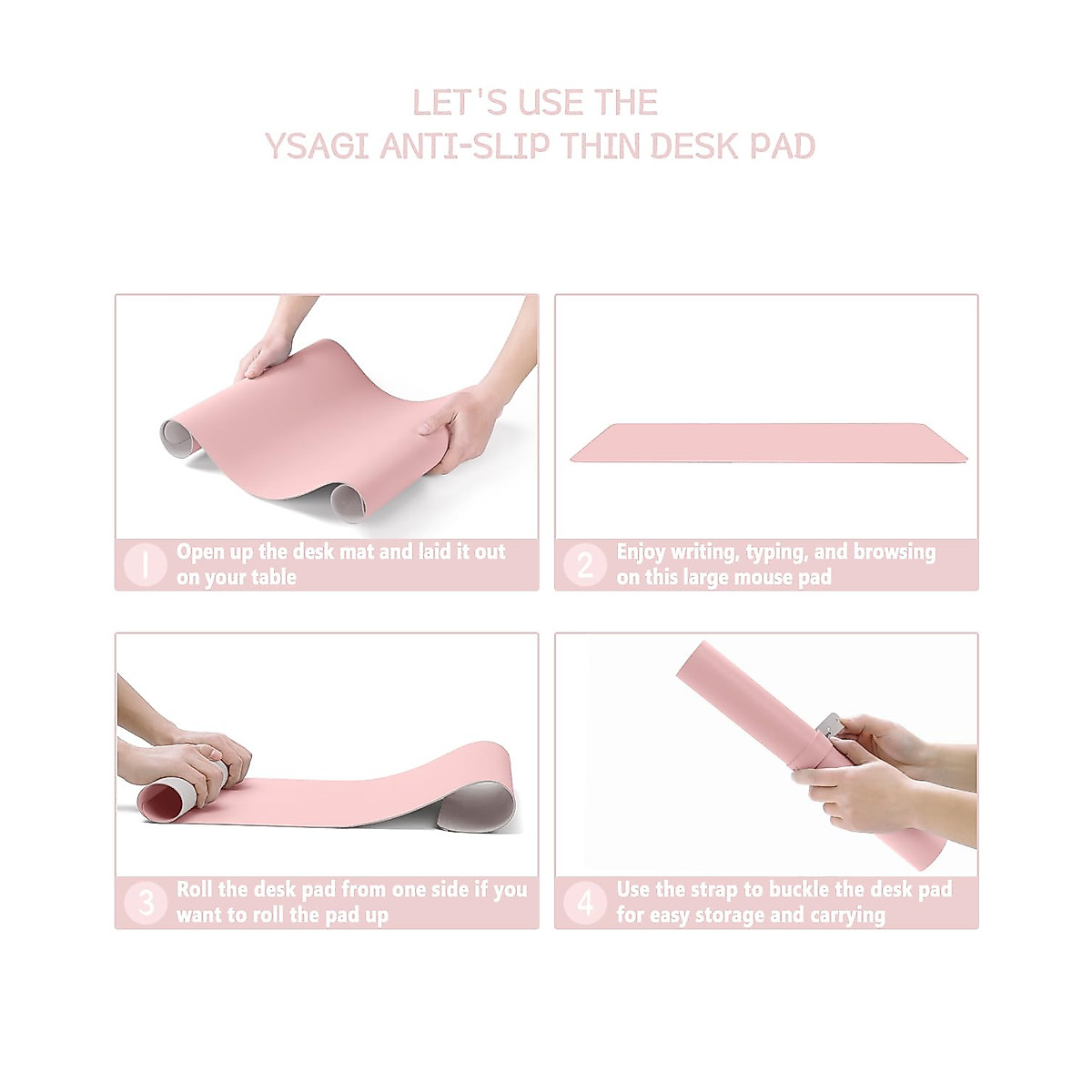 Non-Slip Desk Pad,Mouse Pad,Waterproof PVC Leather Desk Table Protector,Ultra Thin Large Desk Blotter, Easy Clean Laptop Desk Writing Mat for Office Work/Home/Decor(Pink, 31.5" x 15.7")