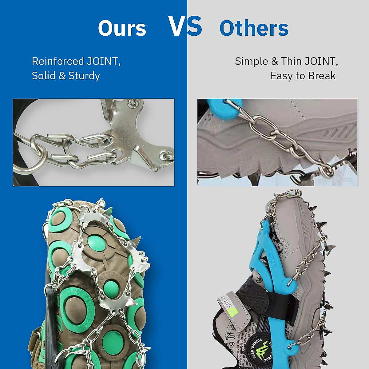 Ice Cleats for Kids, Crampons for Kids Hiking Boots & Shoes, Stainless Steel Anti Slip Traction Cleats, Ice Snow Grips for Ice Fishing, Walking, Hiking &Climbing, Toys for Boys & Girls