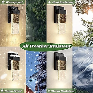 BesLowe Outdoor Wall Light Fixtures with Crystal Bubble Glass, Waterproof Exterior Sconces LED Wall Lanterns, Porch Lights Wall Mounted 10W 3000K Outside Lights for House Front Door Garage Entryway