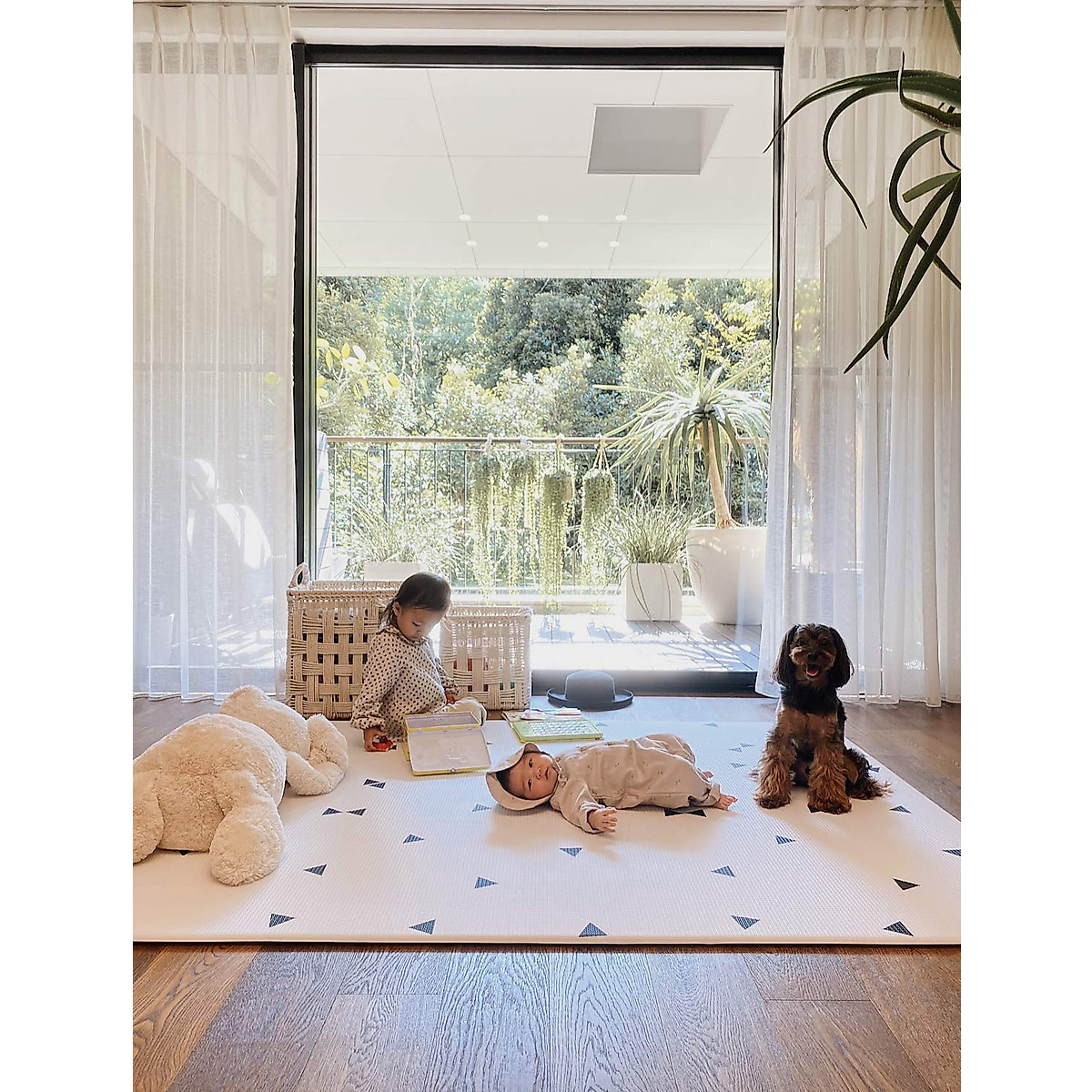 LITTLE Bot Ofie Mat, Soft Baby Play mat, Reversible Foam Floor mat, 6.5 ft x 4.5 ft, Durable and Non-Toxic (Country Road, Large)