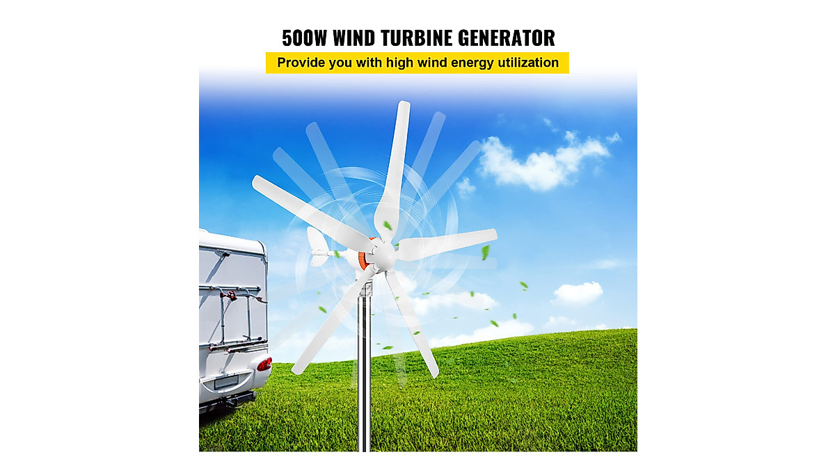 VEVOR 500W Wind Turbine Generator with MPPT Controller | Off-Grid Power ...