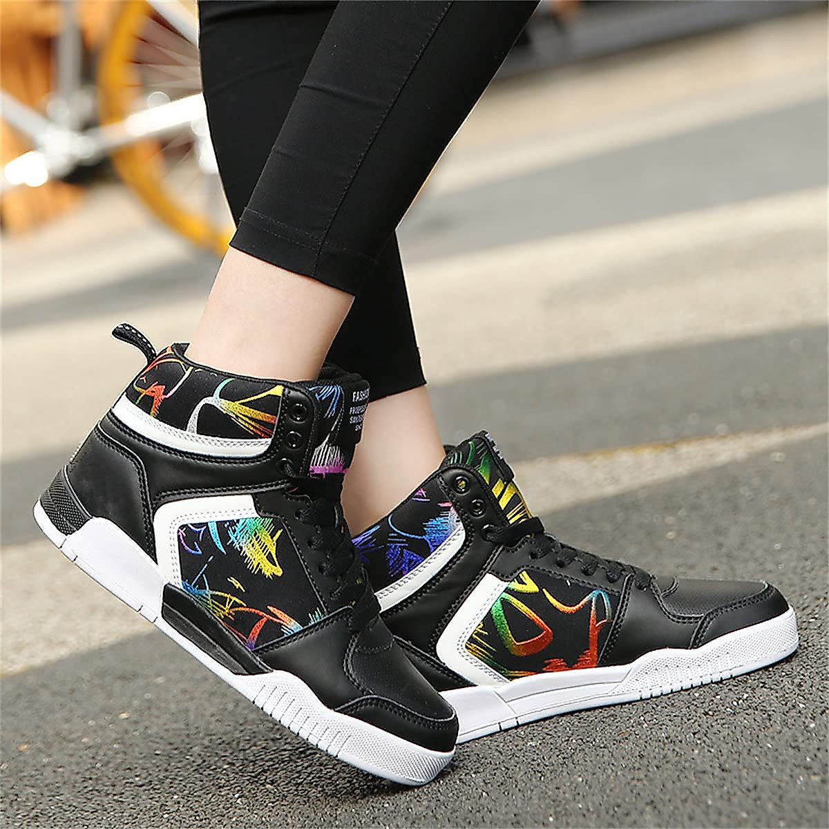 MG ZERVIX Unisex Fashion Sneakers High Top Skate Shoes Stylish Casual Hip Hop Shoes (Black, Adult, Men, Numeric_10, Numeric, us_Footwear_Size_System, Medium)