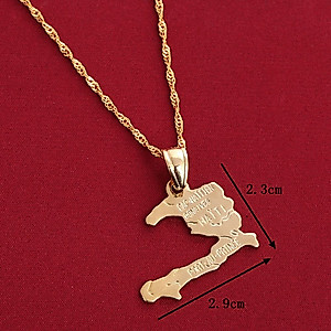 24K Gold Plated The Republic of Haiti Map Pendant Necklace Chain Port-AU-Prince Map Jewelry
