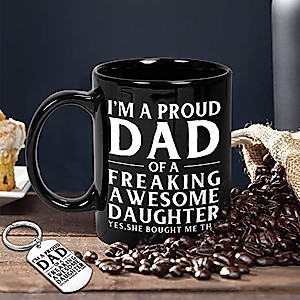 Dad Birthday Gifts From Daughter Dad Gifts From Kids 11oz Best Dad Coffee Mug Happy Bday Christmas Holiday Presents For Father Dad In Law Bonus Dad Step Dad Men Black Cup Gift Set With Keychain