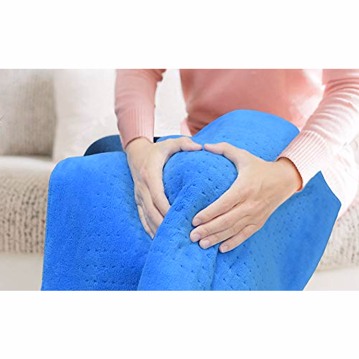 Weighted Heating Pad Fast-Heating Technology for Back/Waist/Abdomen/Shoulder/Neck Pain and Cramps Relief - Moist and Dry Heat Therapy with Auto-Off Hot Heated Pad by GOQOTOMO (19 * 24", Blue)