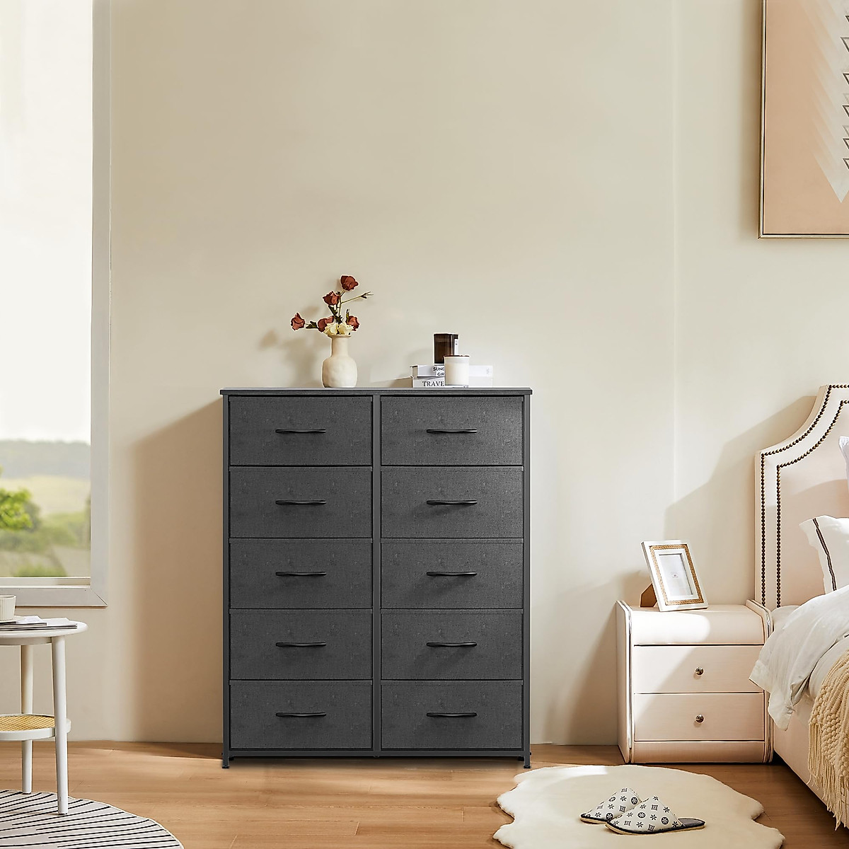 FXLCMUS 10-Drawers Perfume Organizer and Toy Storage Units Lightweight Junk Drawer Organizer Tower Tall Nightstand Dresser for Closet,Bedroom,Living Room,Hallway