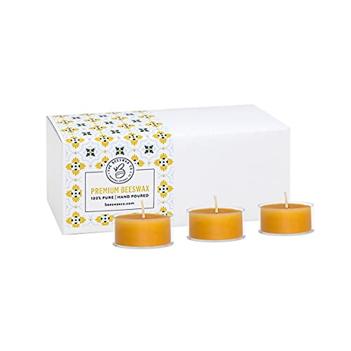 The Beeswax Co Tea light Beeswax Candles - Natural Honey Scented - For Home - Long-Lasting & Eco-Friendly - Cotton Wick - Slow Burning - Hand Poured Pure Organic Bees Wax - Set of 24 Tealights (Clear)