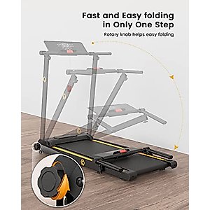 UREVO Folding Treadmill, 2.25HP Treadmills for Home with 12 HIIT Modes, Compact Mini Treadmill for Home Office, Space Saving Small Treadmill with Large Running Area, LCD Display, Easy to Fold (Black)