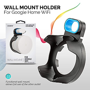 Coby WiFi Wall Mount Holder Compatible for Google Home, Black - Secures Routers to Wall Outlets, Hides Cable for Wall Cable Management - Attach, Power & Charge - Easy Install, Non-Slip Grip