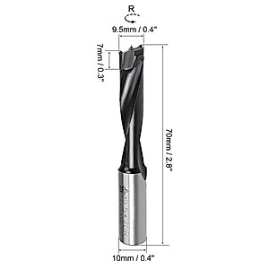 uxcell Brad Point Drill Bits for Wood 9.5mm x 70mm Forward Turning HSS for Woodworking Carpentry Drilling Tool