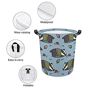 Badger and Snail Large Laundry Basket Hamper Bag Washing with Handles for College Dorm Portable