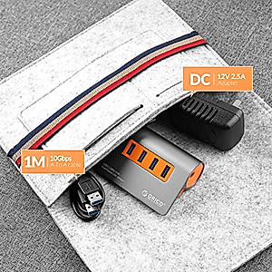 ORICO Powered USB 3.1 Hub, Aluminum 4 Ports USB Data Hub, 10Gbps Super Speed USB Splitter with 12V Power Adapter & 3.3FT Data Cable for Desktop PC, Laptop and More (M3H4-G2)
