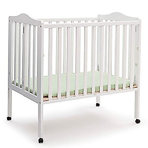 Delta Children Folding Portable Mini Baby Crib with 1.5-inch Mattress - Greenguard Gold Certified, White