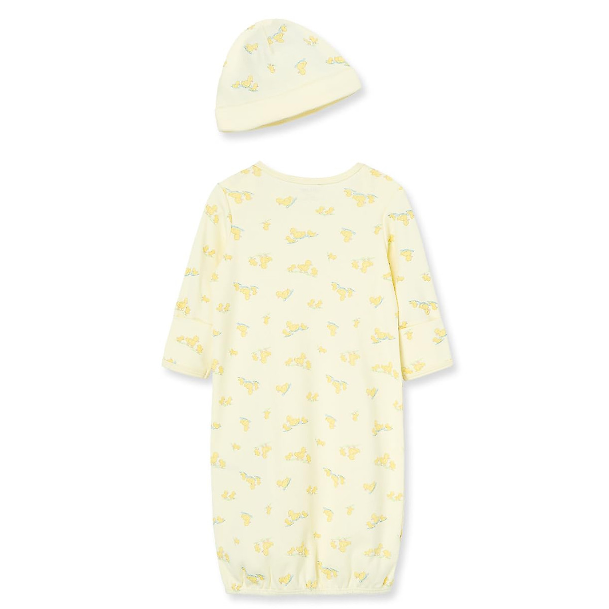 Little Me Unisex Baby 2-Piece Nightgown and Cap Set, Pear Sorbet Duckies, 0-3 Months