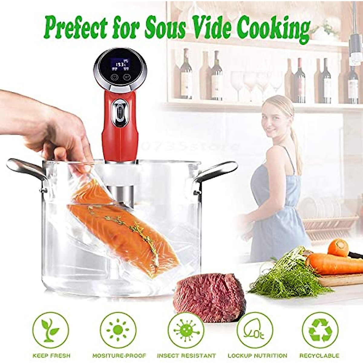 Vacuum Sealer Bags, GECHSAN Food Storage Vacuum Sealing Plastic Packaging Bags, 5 Pack(6" x 20'/ 8" x 20'/ 11" x 20') Heavy Duty Vacuum Seal Bag Rolls, Great for Sous Vide or Meal Prep, Work with Vacuum Sealer, BPA Free.