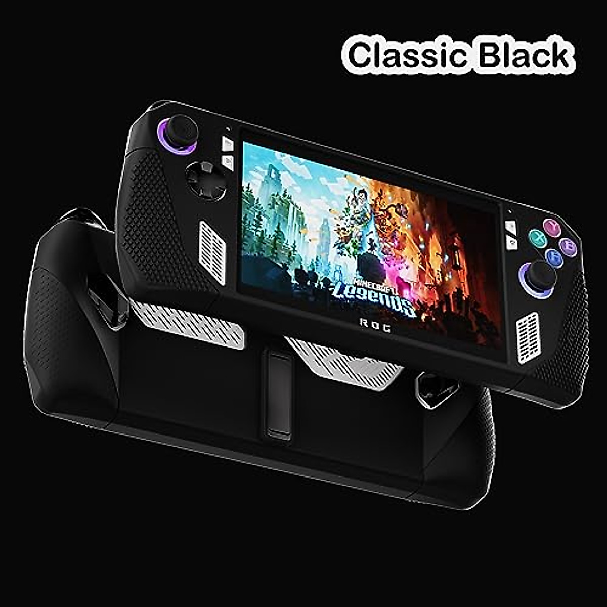 Silicone Skin Case for 2023 ASUS ROG Ally Handheld, ROG Ally Accessories Protective Cover Grip with Stand (Purple)