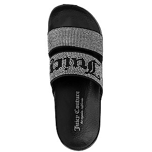 JUICY COUTURE Slide Double Strap Sandals, Beach Flats for Women, Summer Shoes-Winx-Black Multi-6