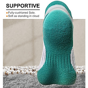 BULLIANT Socks For Women 6Pairs-Womens Athletic Ankle Socks No Show Cushioned for Walking Running-Compression Arch Support(6Pairs,Shoes Size:Women 6-8)