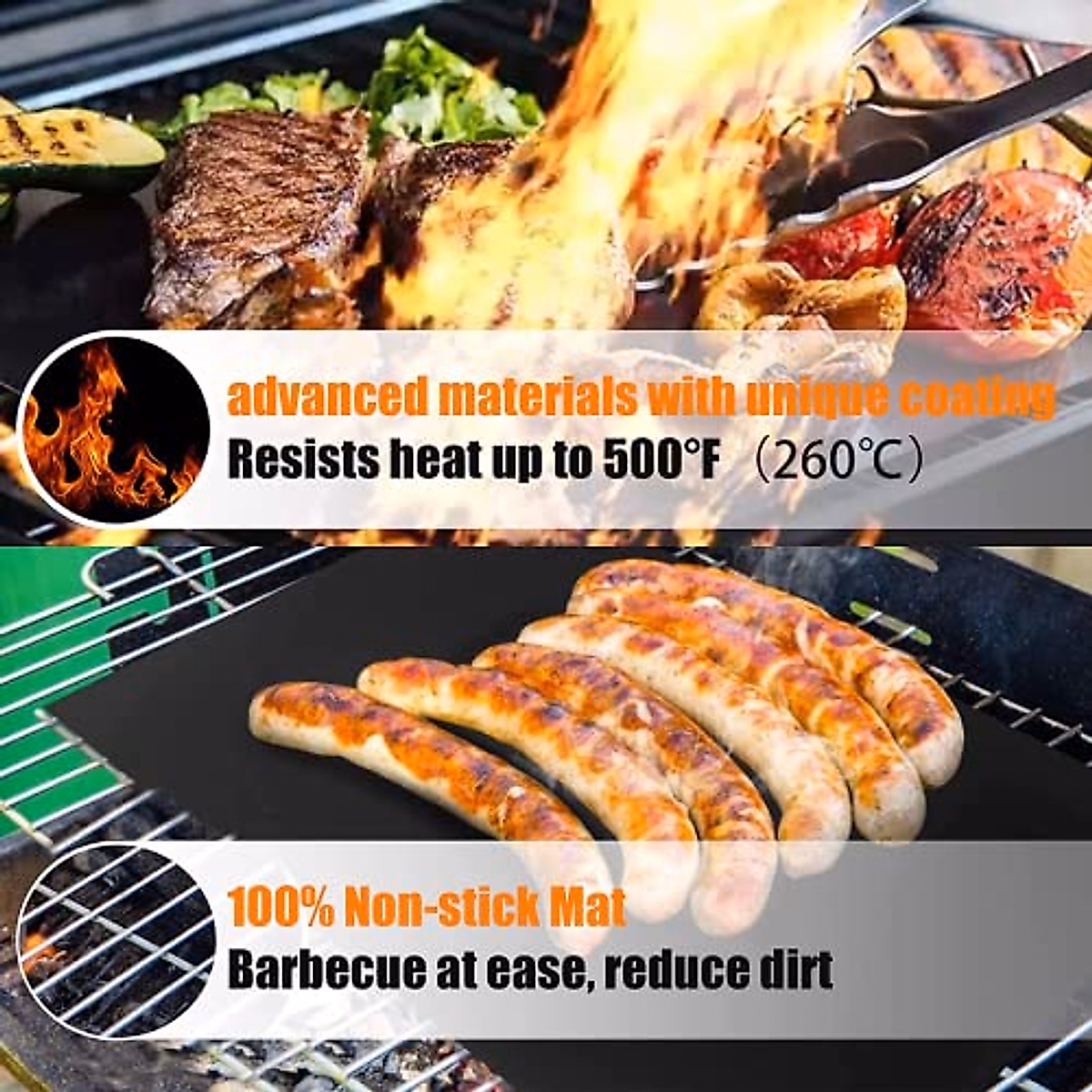liboyixi Grill Mat Set of 5-Non-Stick BBQ Grill Mats, Reusable, and Easy to Clean - Works on Electric Grill Gas OutdoorCharcoal BBQ，Baking Mats - 15.75 x 13-Inch, Black