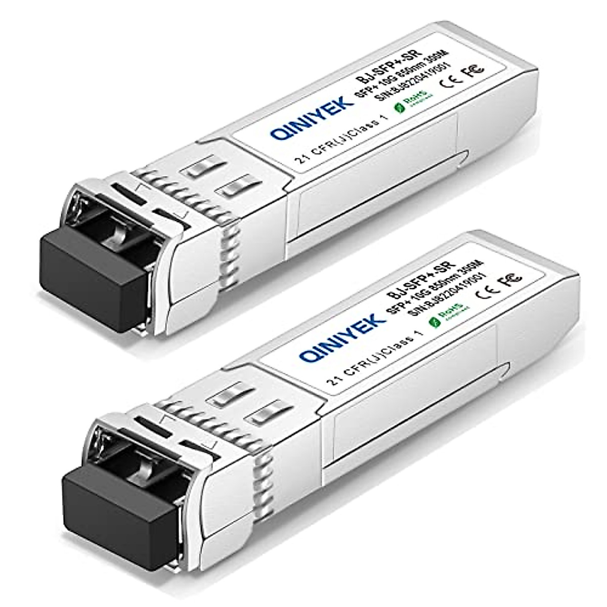2Pack 10GBase-SR SFP+ Transceiver, SFP+ Multi-Mode to LC Module, 850nm MMF,up to 300 m,Compatible with Cisco SFP-10G-SR, Unifi UF-MM-10G, Meraki MA-SFP-10GB-SR,Fortinet,Mikrotik,Netgear,Supermicro