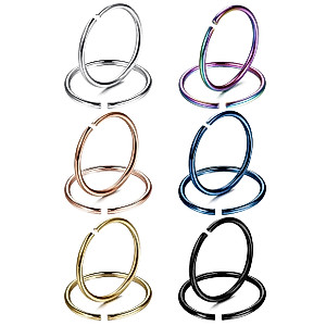 FIBO STEEL 18G 5PCS Stainless Steel Body Jewelry Piercing Nose Ring Hoop Nose Piercing