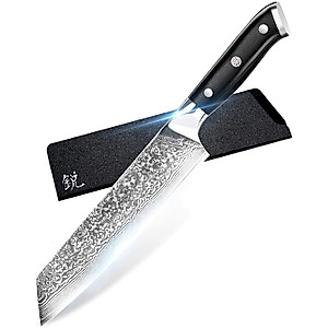 Damascus Chef Knife 8 Inch, Razor Sharp Kitchen Knife Japanese VG-10 Stainless Steel with Premium G10 Handle&Triple Rivet&Gift Box（8 Inches）
