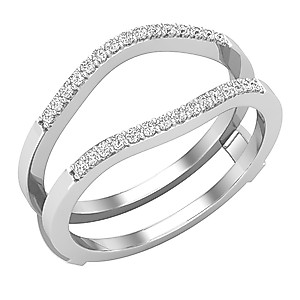 Dazzlingrock Collection Round White Diamond Contour Enhancer Stackable Guard Wedding Ring Band for Women in 925 Sterling Silver Size 7
