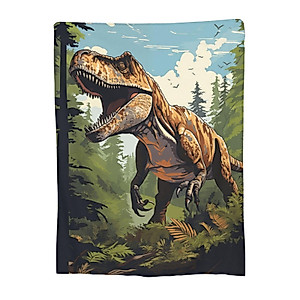 amepay Dinosaur Blanket Gifts for Boys Kids Jurasssic Tyrannosaurus Dino Flannel Throw Blankets for Home Couch Bed Sofa Soft Fuzzy Lightweight Decor All Season 80x60 Inches