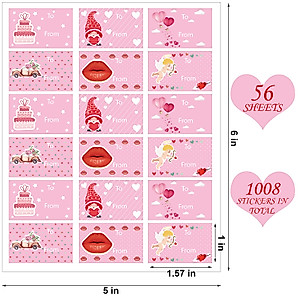 1008 Pieces Happy Valentine's Day Stickers Labels to and from Envelope Seal Stickers 12 Designs Personalized for Valentine Decorations Party Weddings Engagements