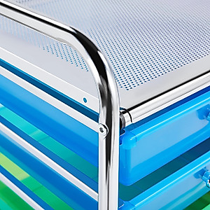 Topeakmart Utility Cart with 12 Drawers Rolling Cart Organizer Plastic Storage Drawers Craft Trolley 360 Degree Castor Wheels, Multicolor