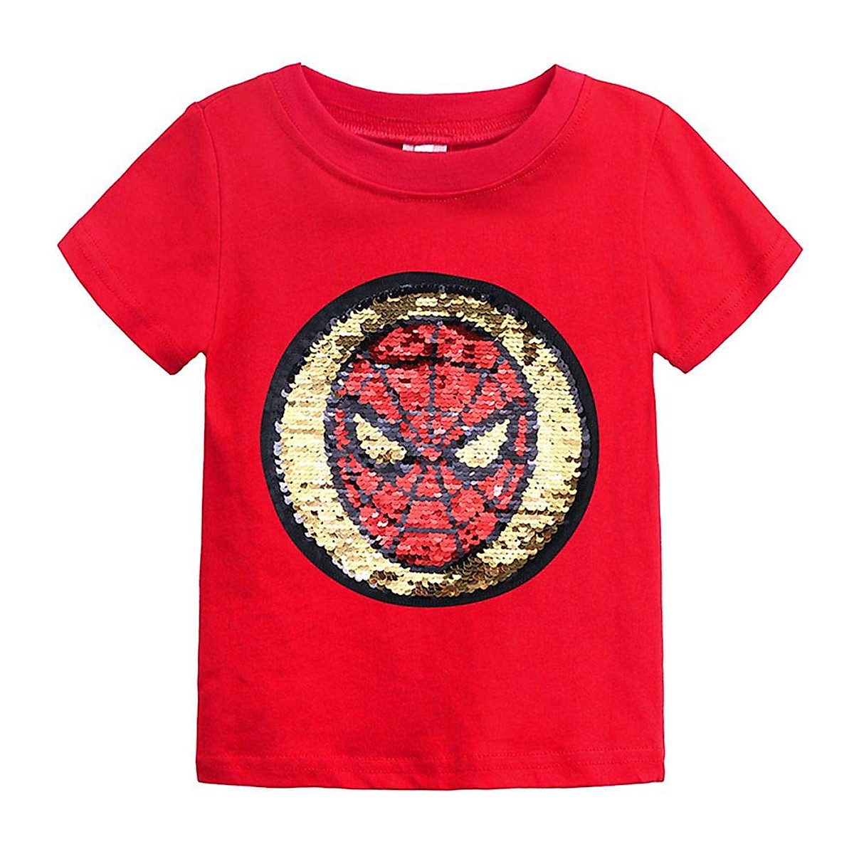 Toddler Little Kids Baby Boys Girls Magic Flip Sequins Tshirt,Short Sleeve Crew Neck Pullover Tees Tops Red