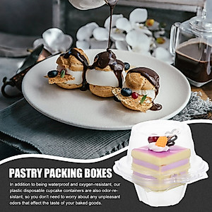 SOLUSTRE 150 Pcs Cake Packing Box Disposable Cupcake Cases Moon Cake Trays Hinged Cake Containers Cupcake Carrier Transparent Containers with Lids Cake Holder Sandwich Cheese The Pet