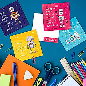 Party Profi Lunch Box Notes for Kids - 60 Fun Robot Riddle Cards for Boys and Girls Lunchbox - Create Memorable Thinking of You Notes