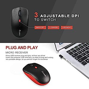 Wireless Keyboard and Mouse Combo ，DPI 1600, 2.4GHz Wireless Connection, Long Battery Life, Computer Keyboard and Mouse for PC, Desktop.Laptop, RECCAZR WC500 Design for Office and Home (Black)