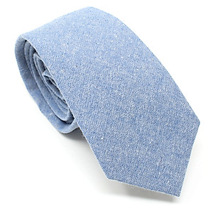Proper Materials Men's Chambray Cotton Skinny Necktie Tie - Light Blue