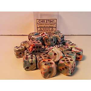 DND Dice Set-Chessex D&D Dice-12mm Festive Vibrant and Brown Plastic Polyhedral Dice Set-Dungeons and Dragons Dice Includes 36 Dice – D6 (CHX27841)