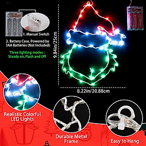 Christmas Window Lights Decorations - 1pcs Iron Christmas Window Hanging Lights for Lighted Window Christmas Decorations Indoor Home Decor Party Supplies